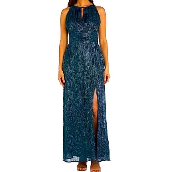R & M Richards | Dresses | Rm Richard Metallic Halter Dress Night Out ...